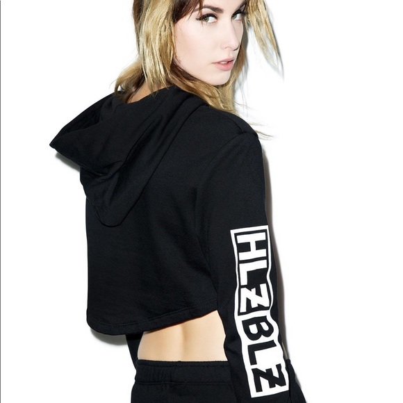 Dolls Kill | Tops | Hellz Bellz Logo Crop Hoodie Xs Hlz Blz | Poshmark